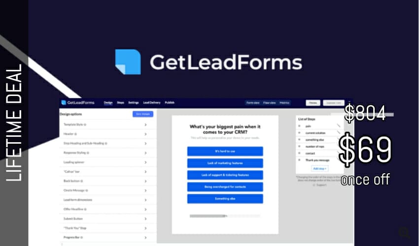 GetLeadForms Lifetime Deal for $69 - OJAM GetLeadForms Lifetime Deal for $69 - OJAM